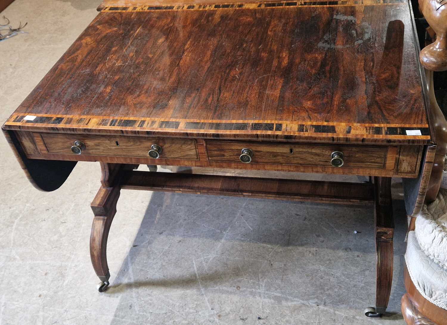 Lot 822 - 19th century rosewood and calamander banded