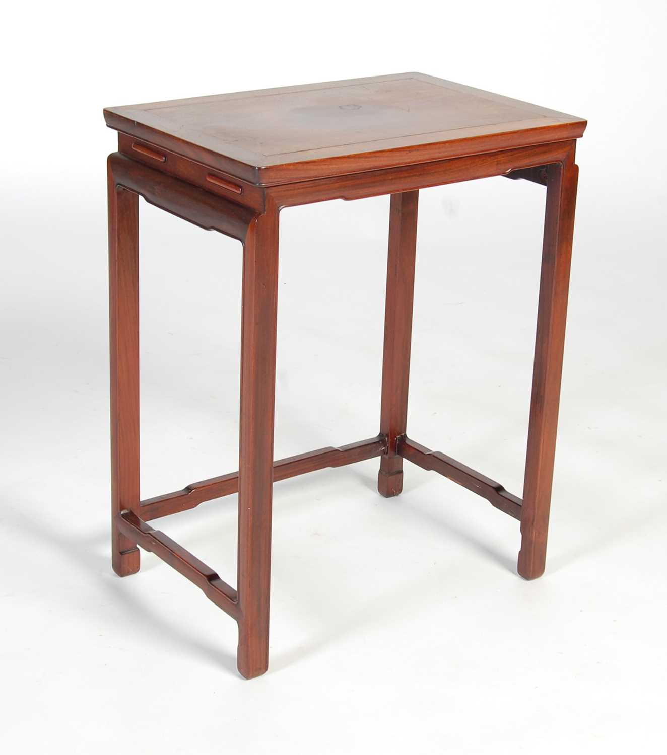 Lot 96 - A Chinese dark wood rectangular occasional