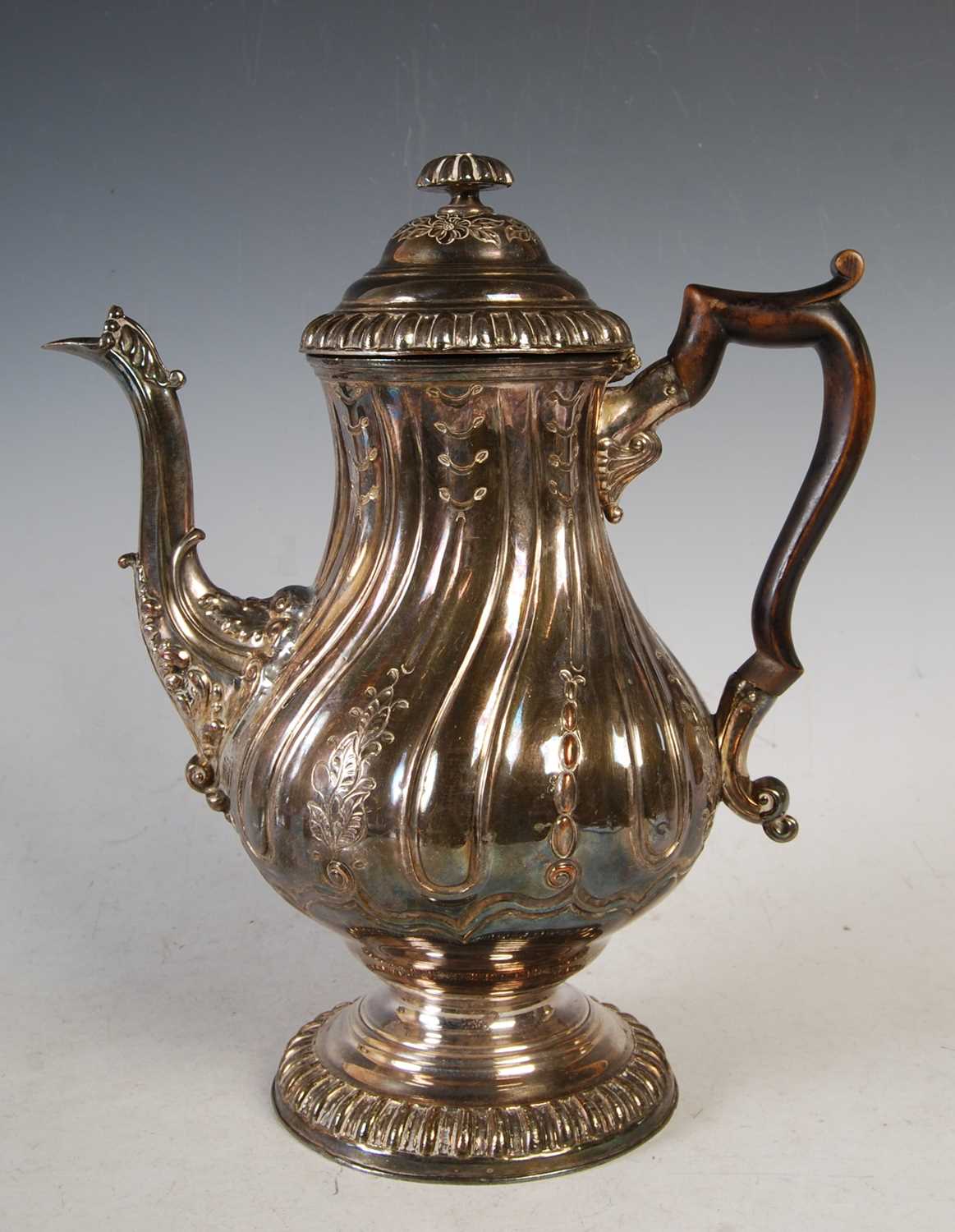 Lot 91 - A 19th century Sheffield plate coffee pot