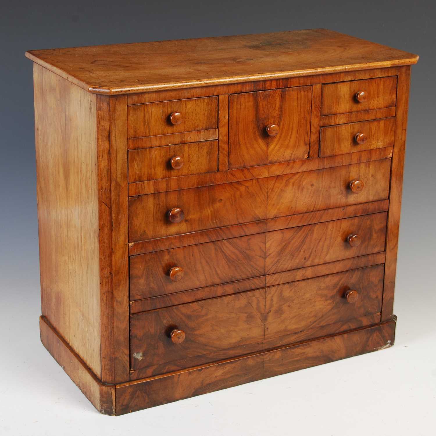 Lot 210 - A 19th century walnut apprentice made chest