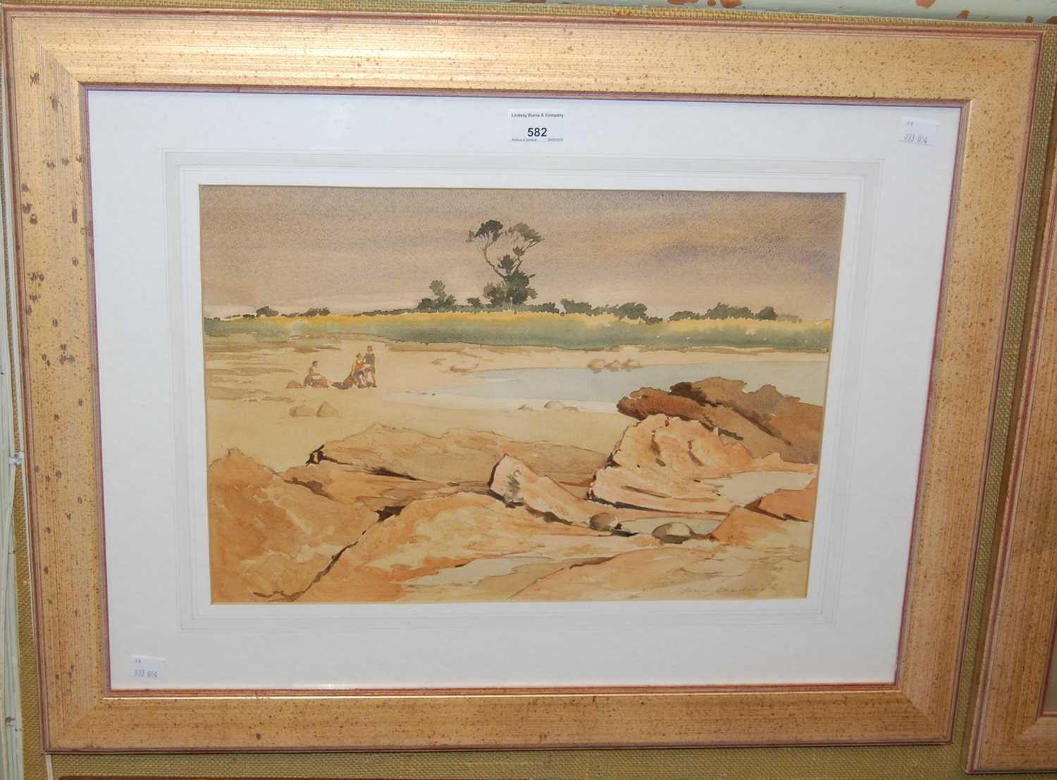 Lot 582 - Sam Chadwick (1902-1992), Beach Scene with