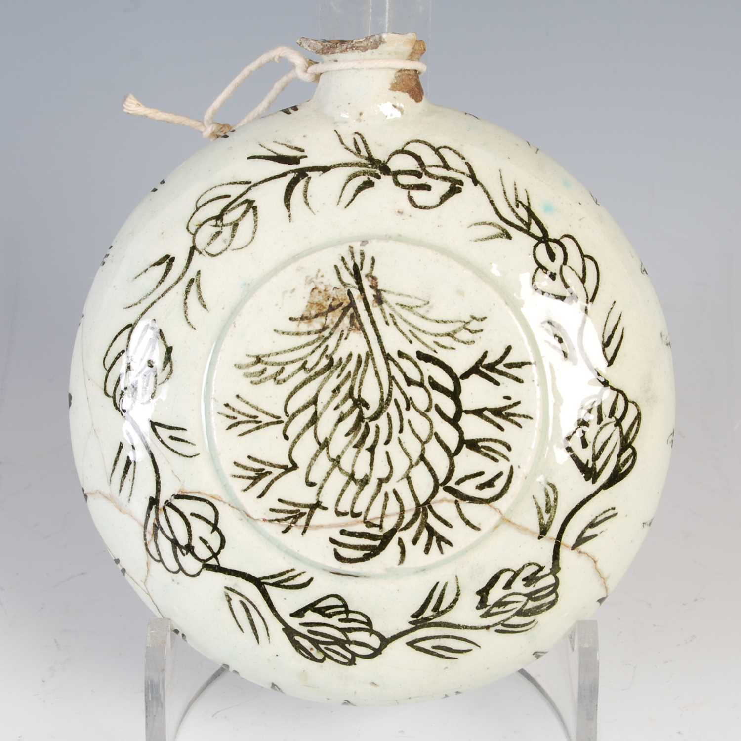 Lot 901 - A rare Turkish Kutahya pottery pilgrim flask,