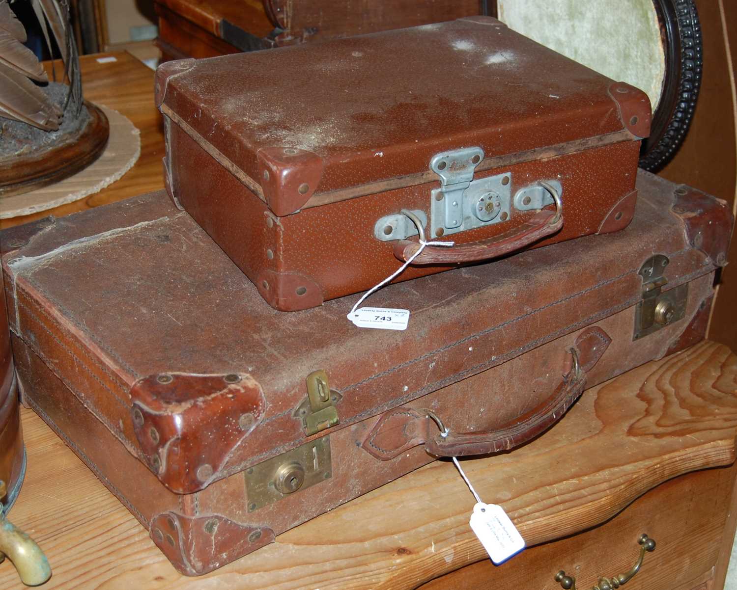 Lot 743 - A brown vintage travel case together with a