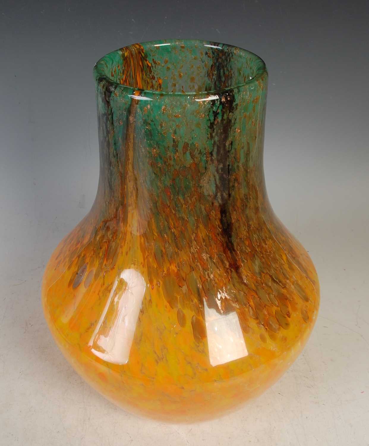 Lot 732 - A Monart glass vase, shape FB, mottled green,