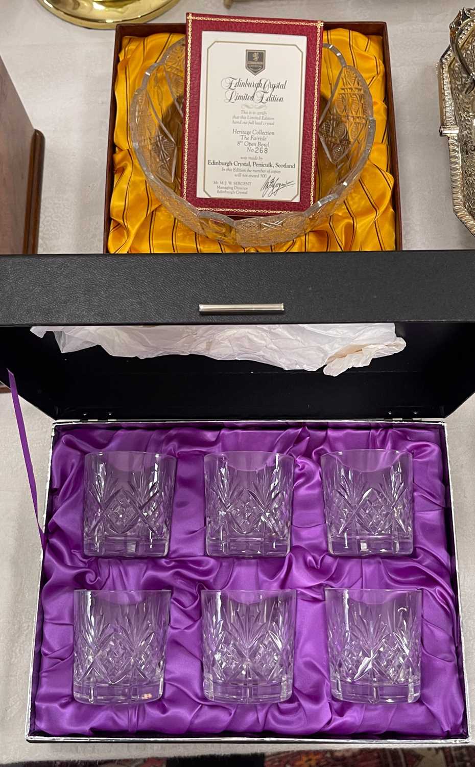 Lot 550 - A boxed set of six Edinburgh Crystal
