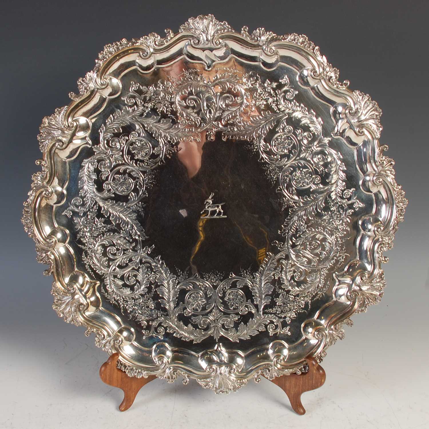 Lot 226 - A large silver salver, London 1883, makers