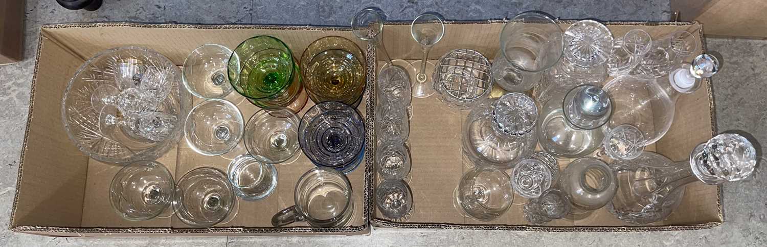 Lot 743 - Two boxes of assorted glassware.