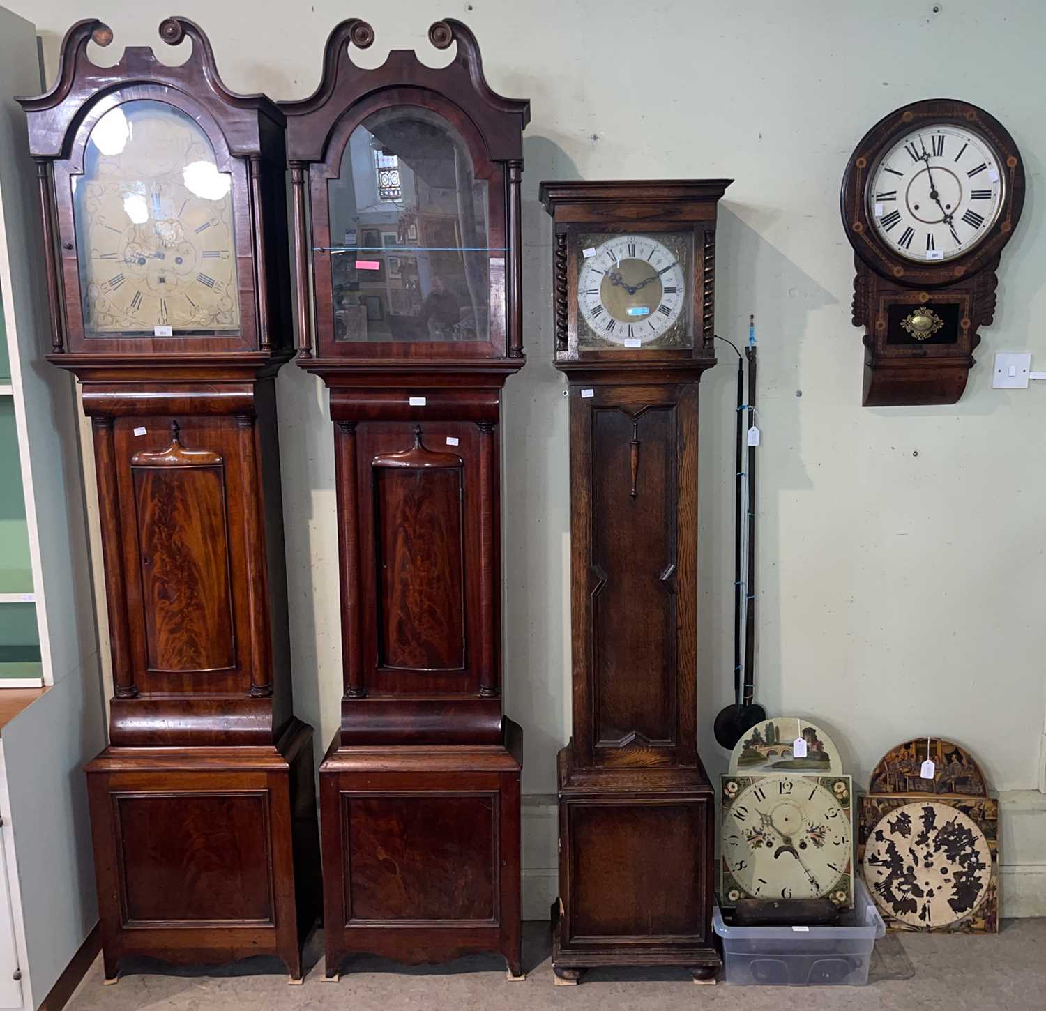 Lot 988 - A group of longcase clock elements,