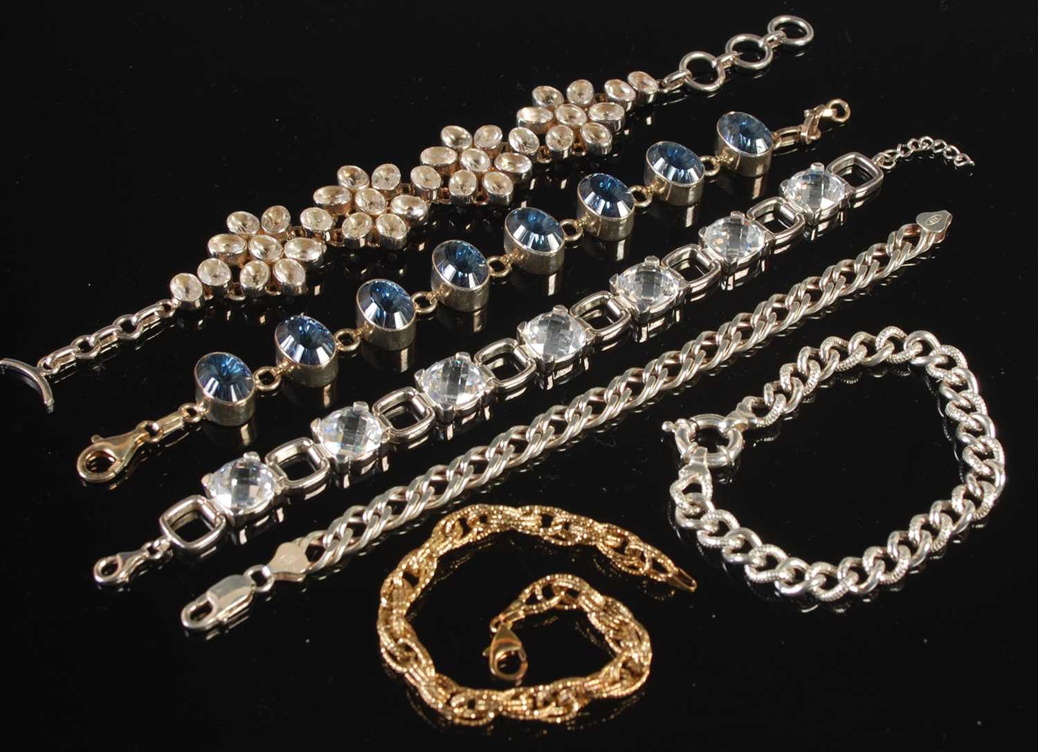 Lot 191 - A collection of six assorted bracelets to