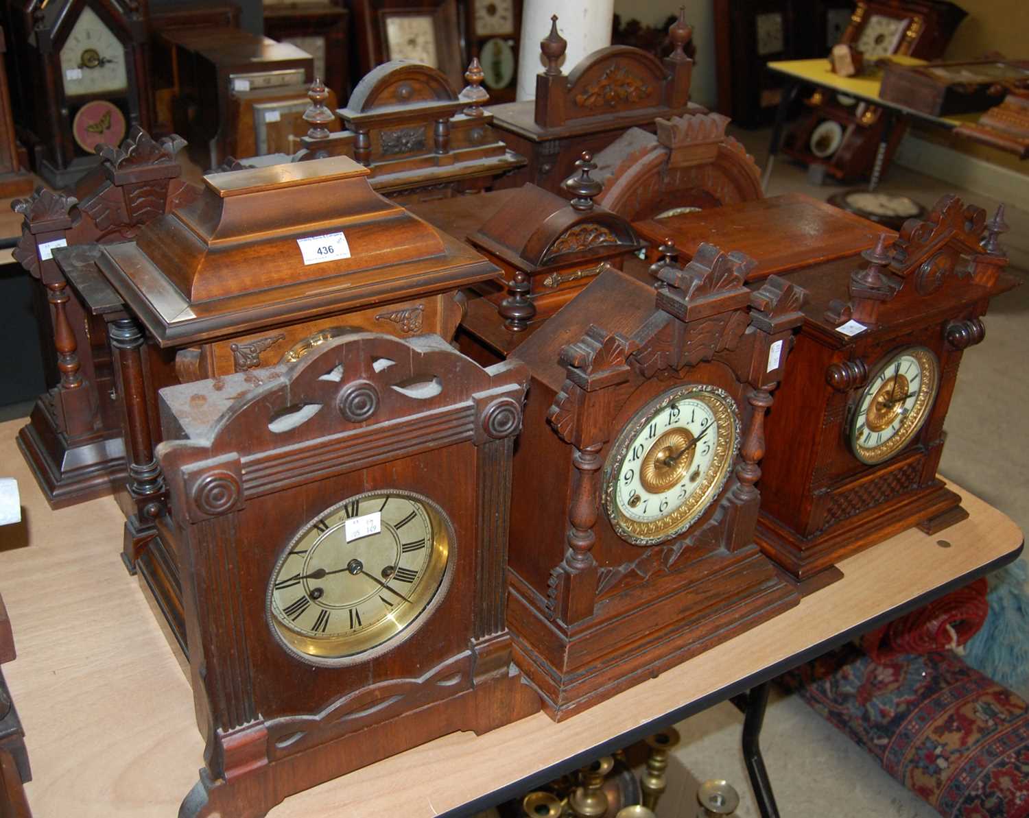 Lot 436 - A group of twelve assorted clocks an example