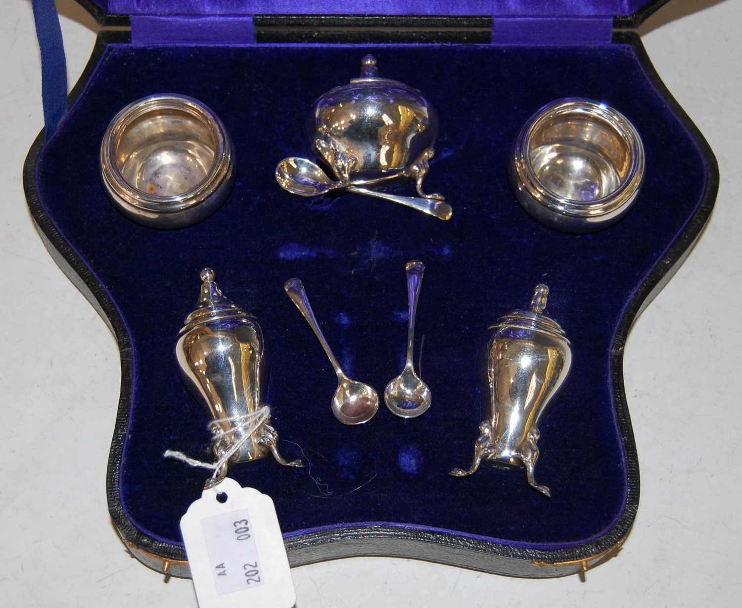 Lot 256 - A Birmingham silver cased five-piece Art