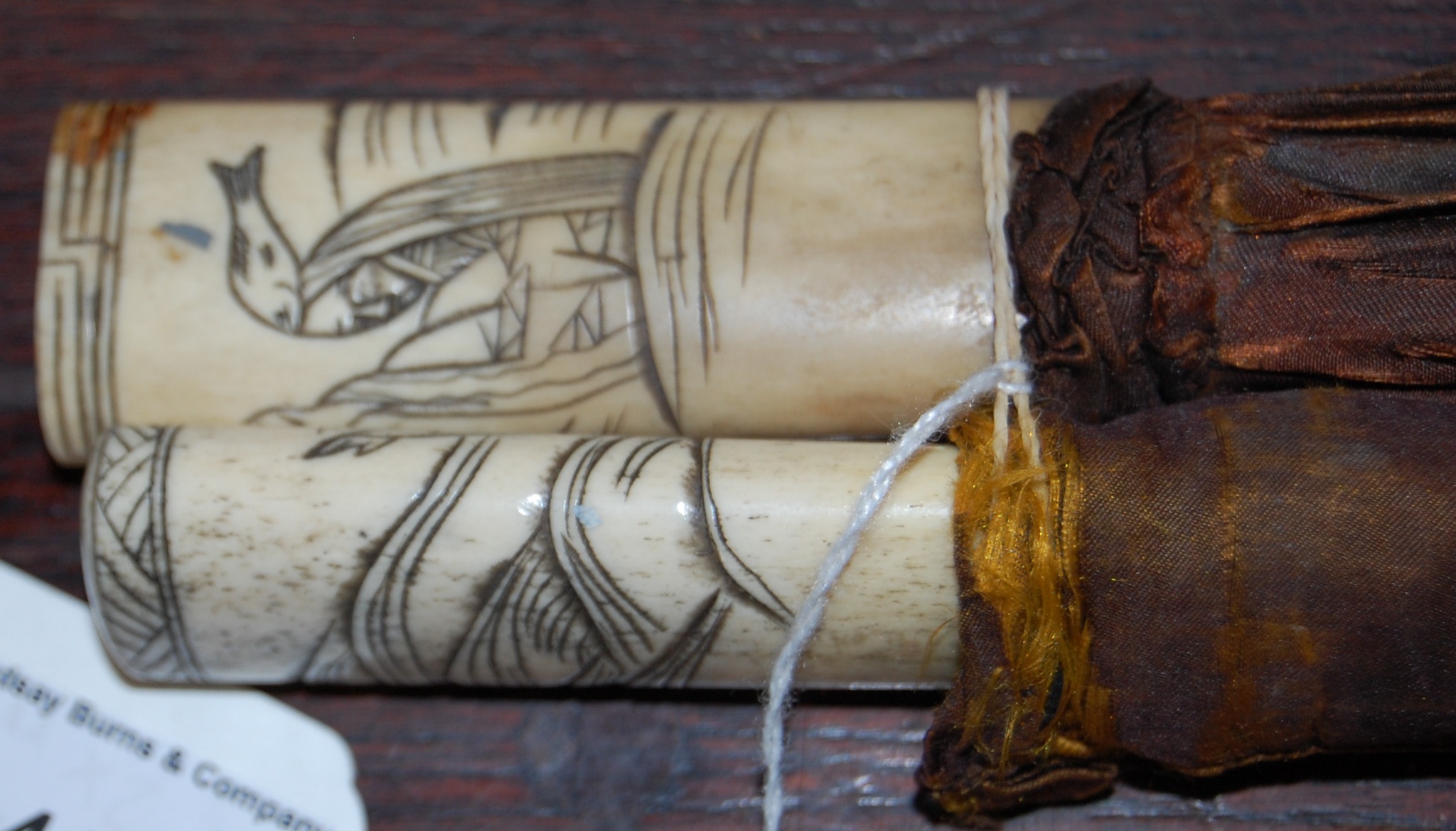 Lot 413 - Two late 19th century Japanese bone mounted