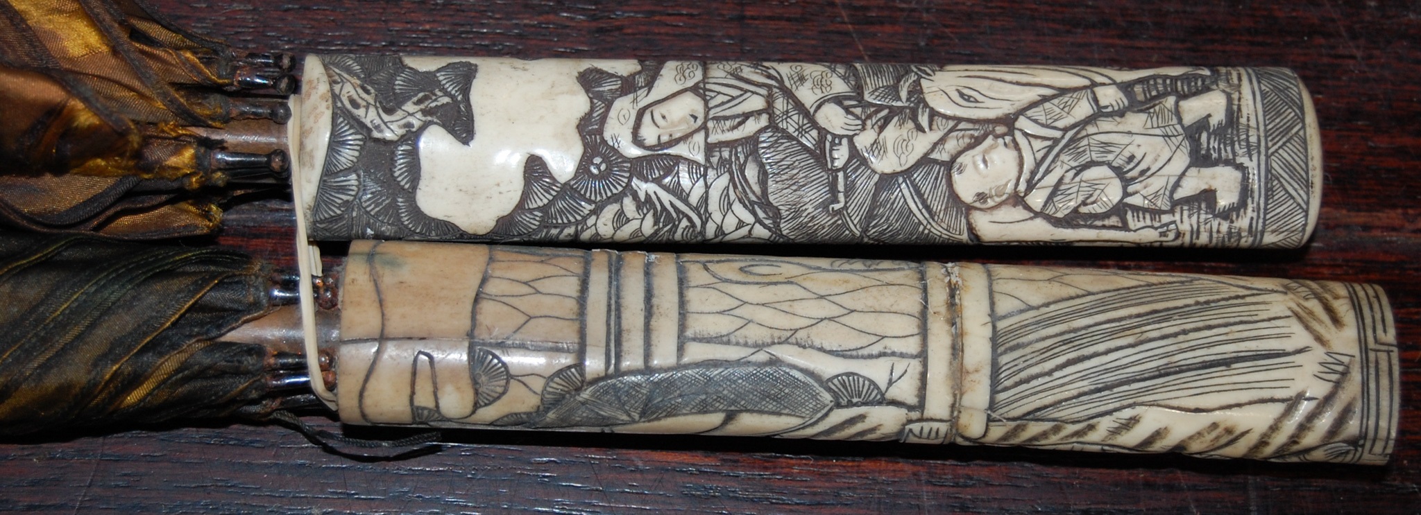 Lot 413 - Two late 19th century Japanese bone mounted