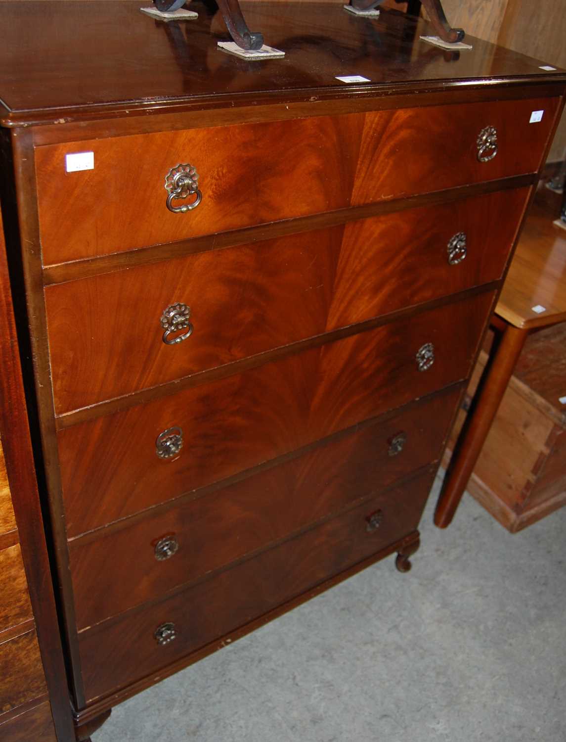 Lot 639 - A reproduction mahogany chest of five long