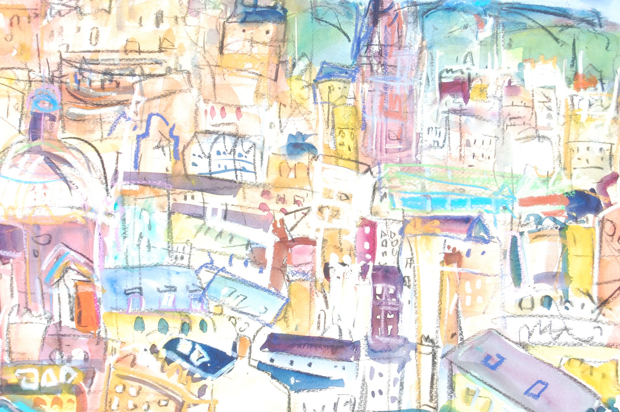 Lot 323 - AR John Forgan Edinburgh City charcoal and
