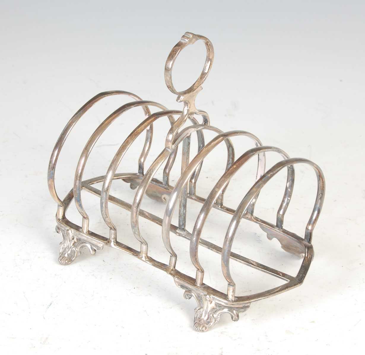 Lot 412 - A Victorian silver seven bar toast rack,