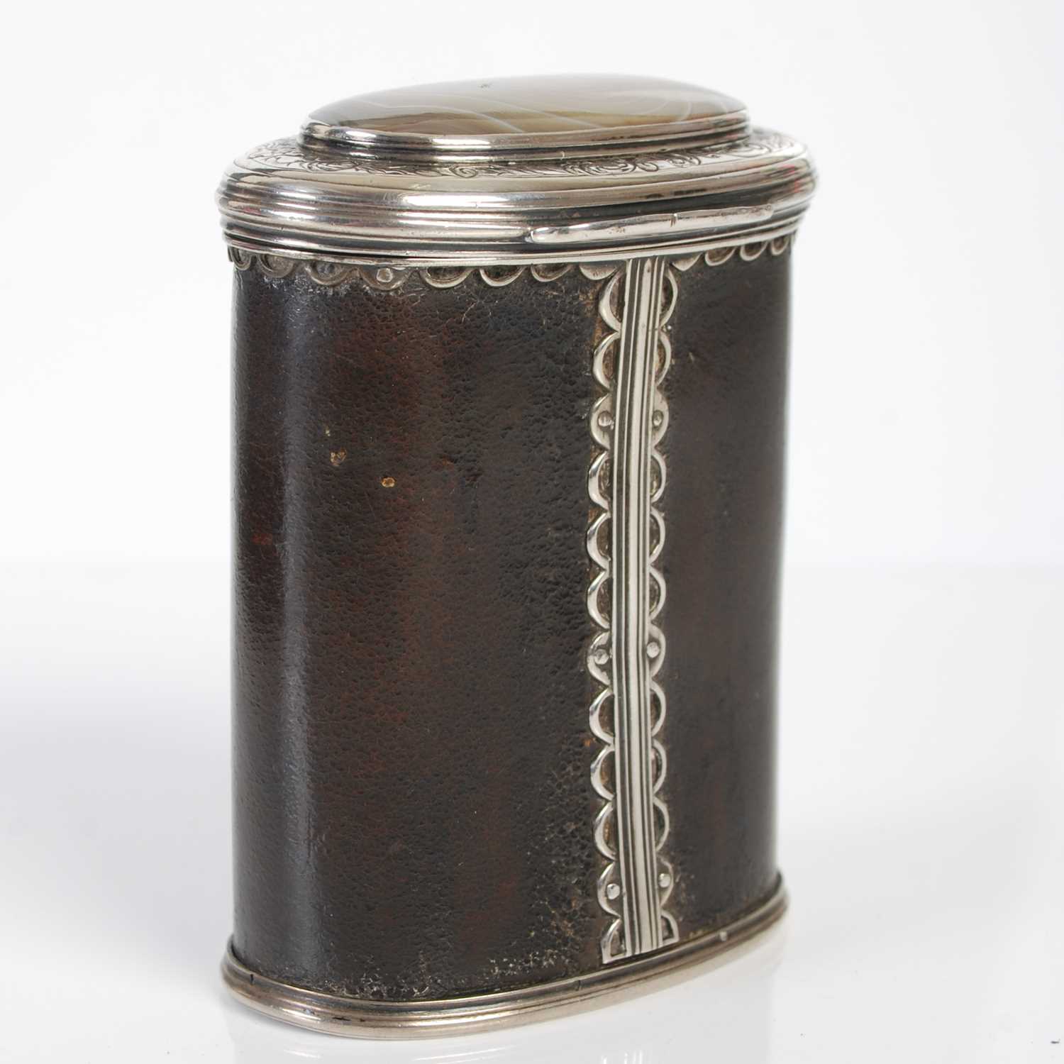 Lot 259 - A Scottish leather upright oval snuff mull,