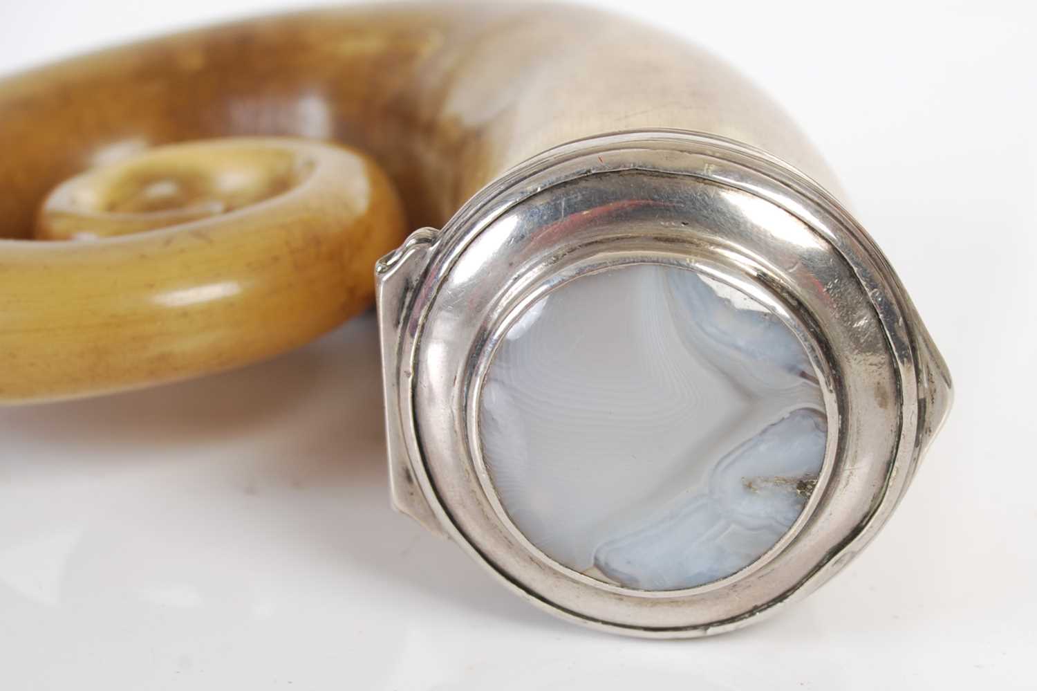 Lot 296 - A Scottish blonde curly horn snuff mull,
