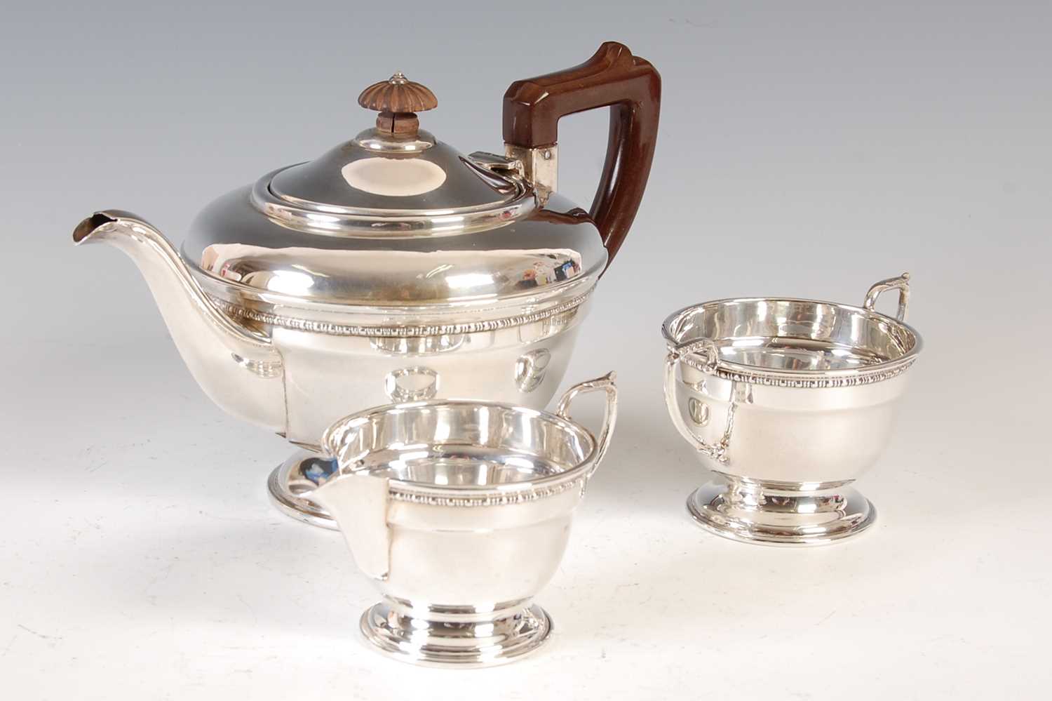 Lot 390 - A George V three-piece silver tea set,