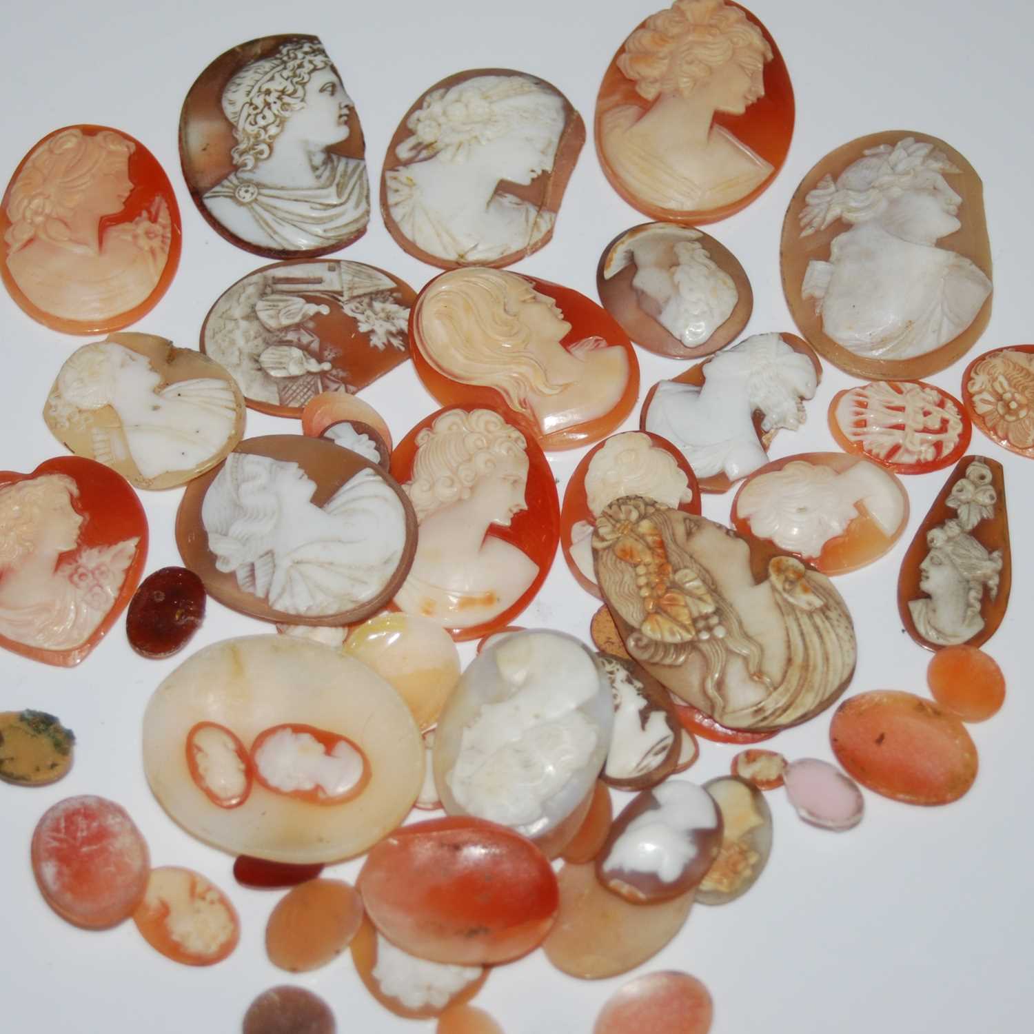 Lot 223 - A collection of assorted carved shell cameos.
