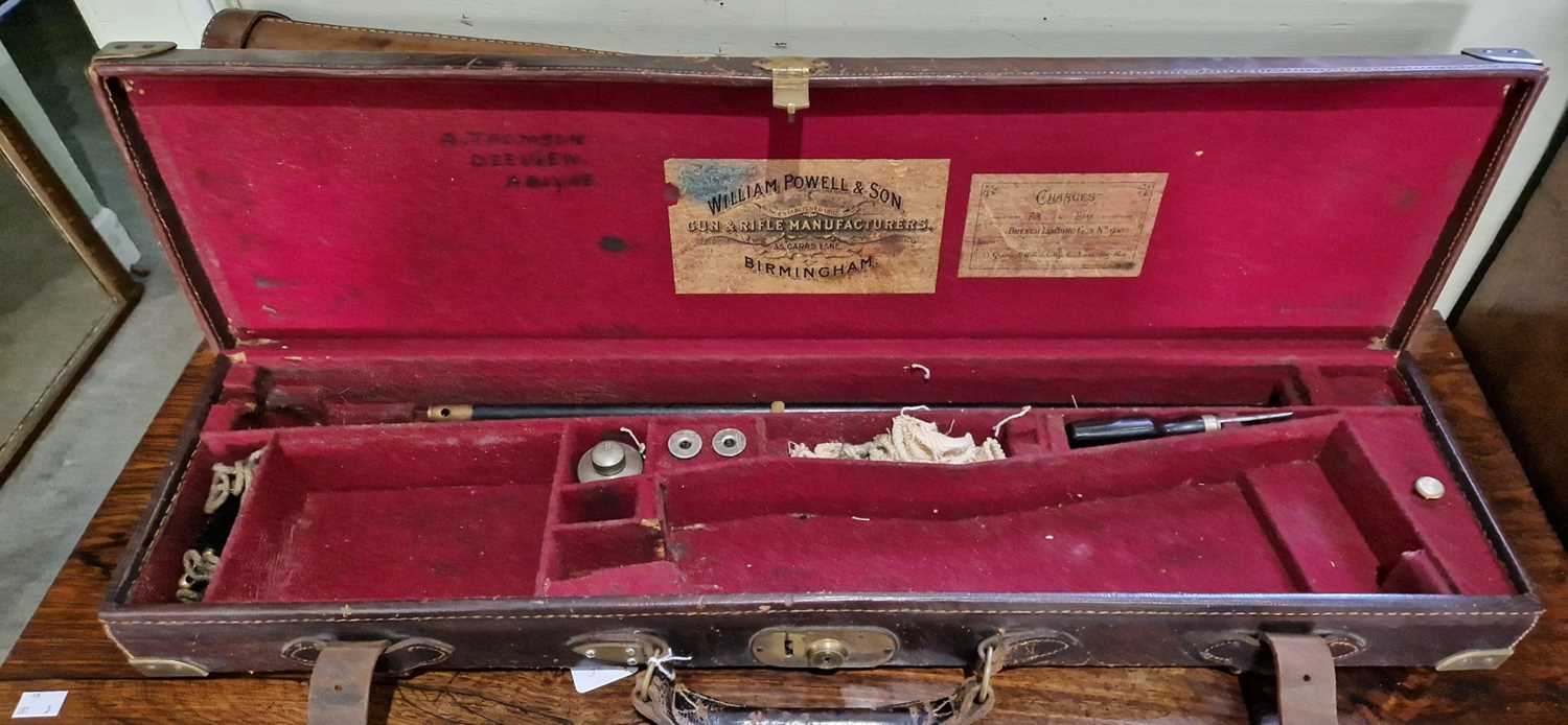 Lot 639 - An antique leather gun case, the underside