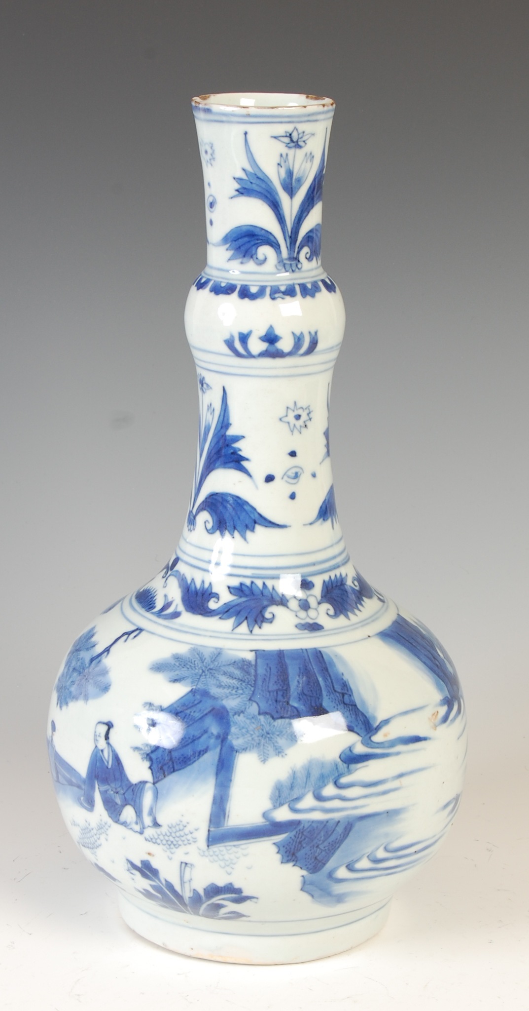 Lot 574 - A Chinese porcelain blue and white bottle
