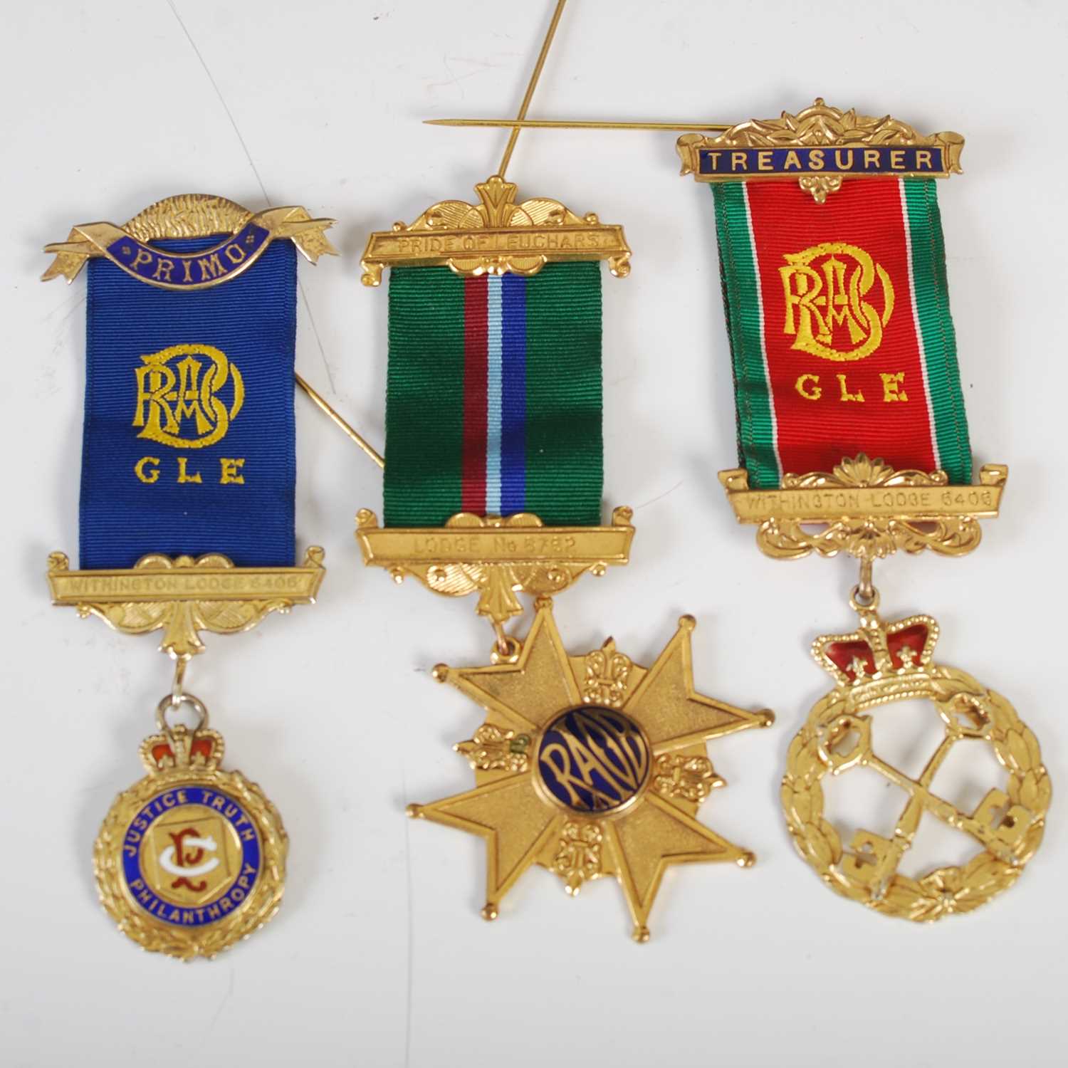 Lot 185 - Two silver gilt and enamel Masonic medals,