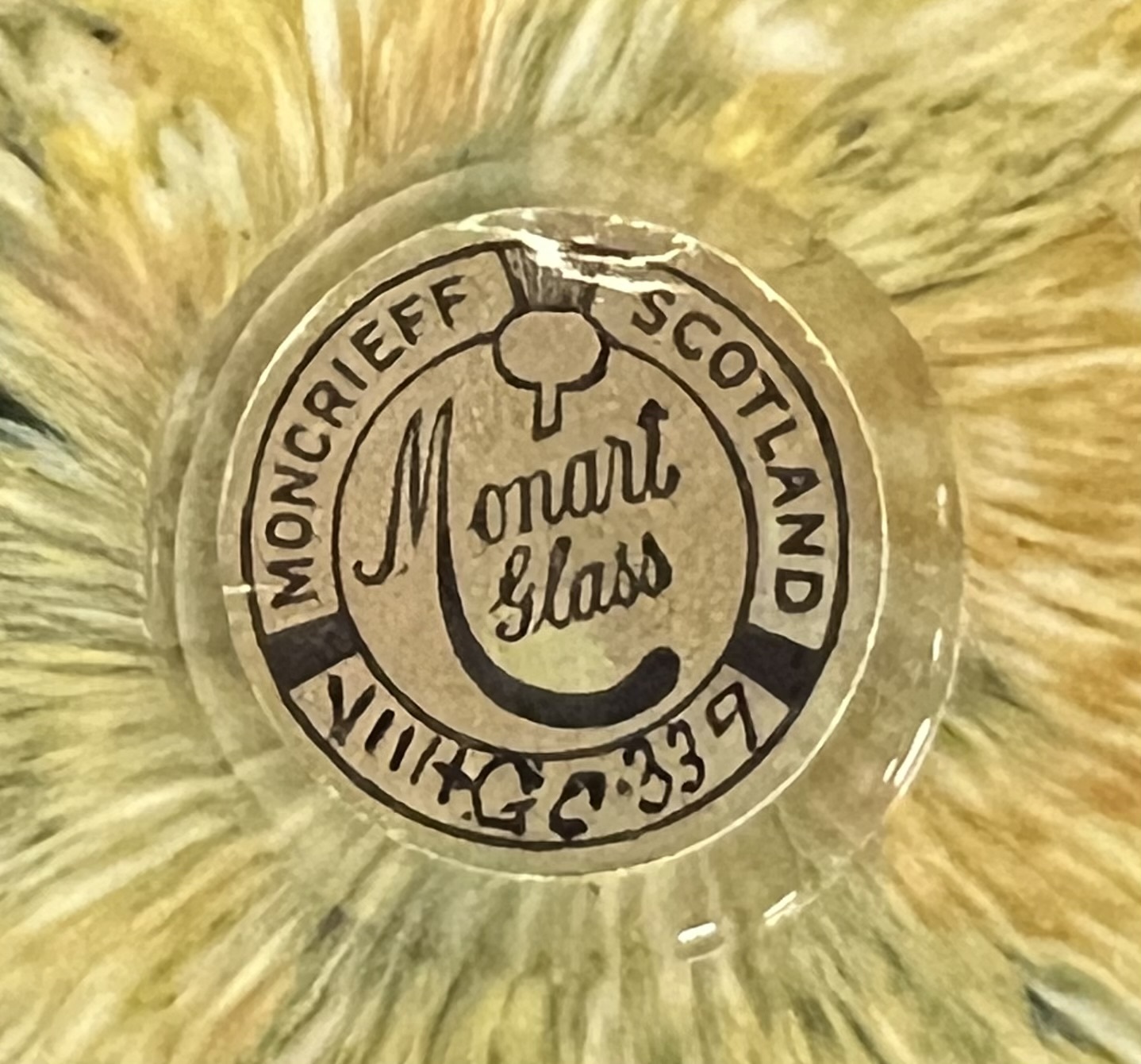 Lot 14 - A Monart glass vase, shape GC, mottled blue,