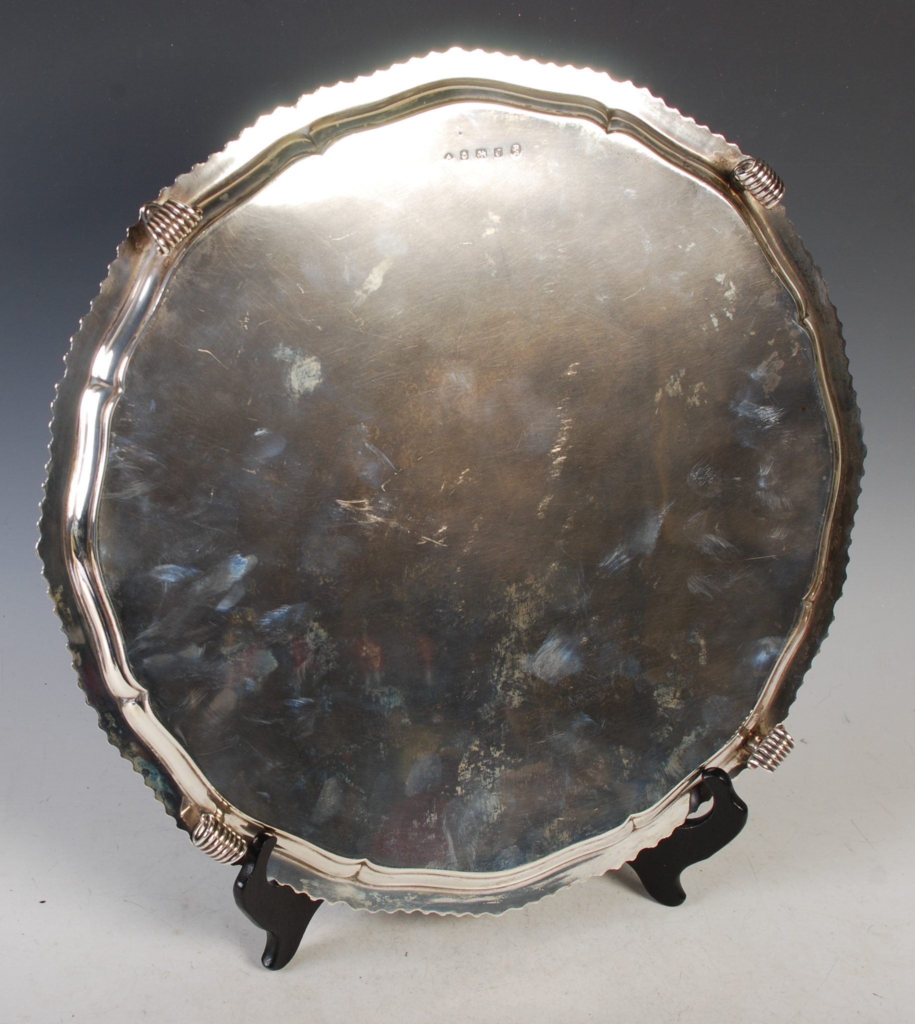 Lot 134 - A presentation silver salver of large size,