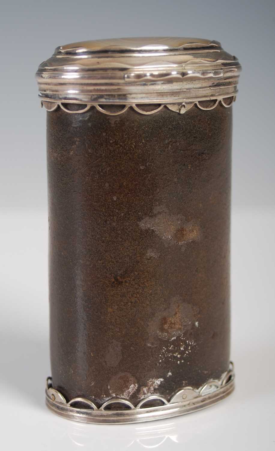 Lot 237 - A Scottish leather upright oval snuff mull,