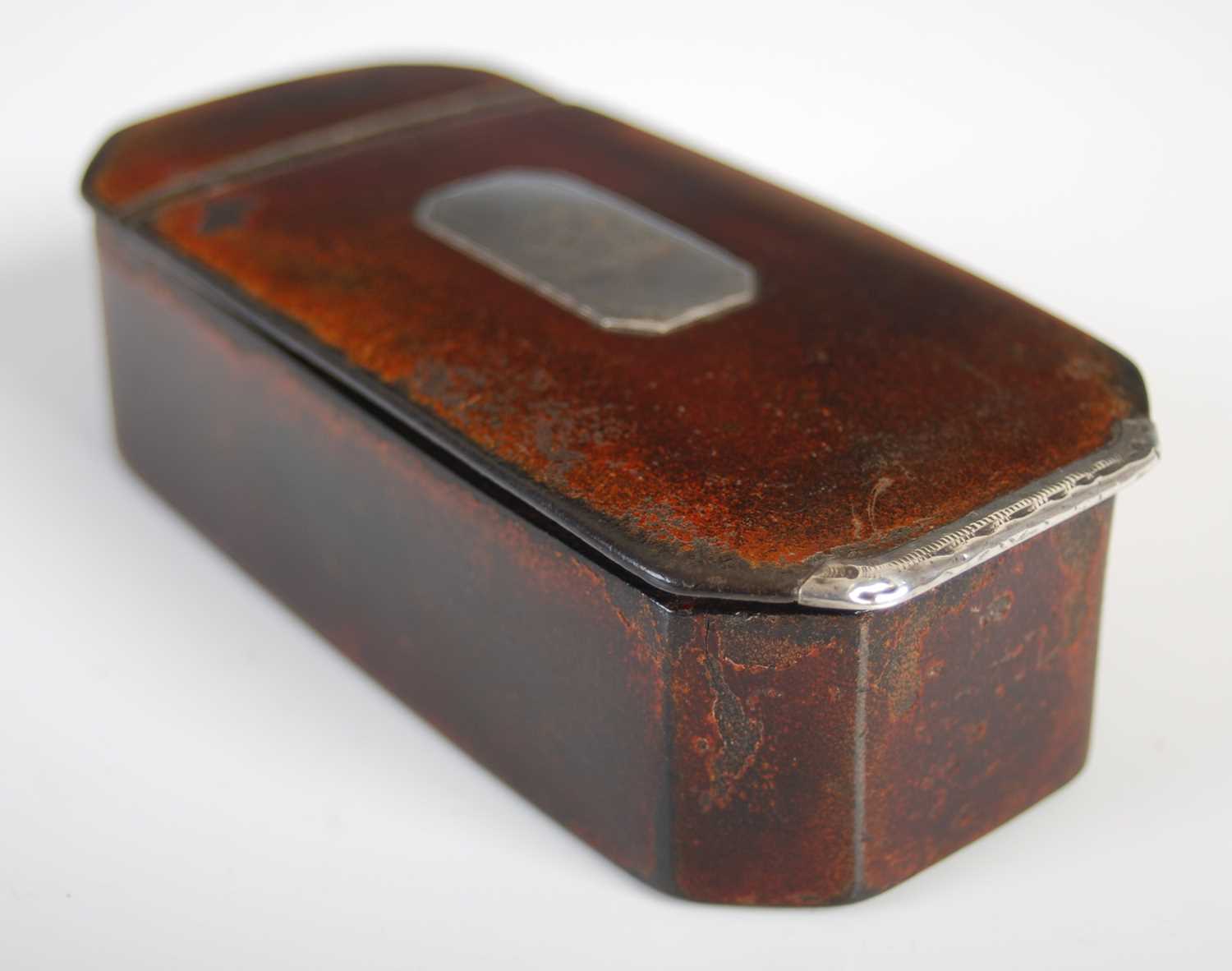 Lot 240 - A Scottish leather cut-cornered oblong snuff
