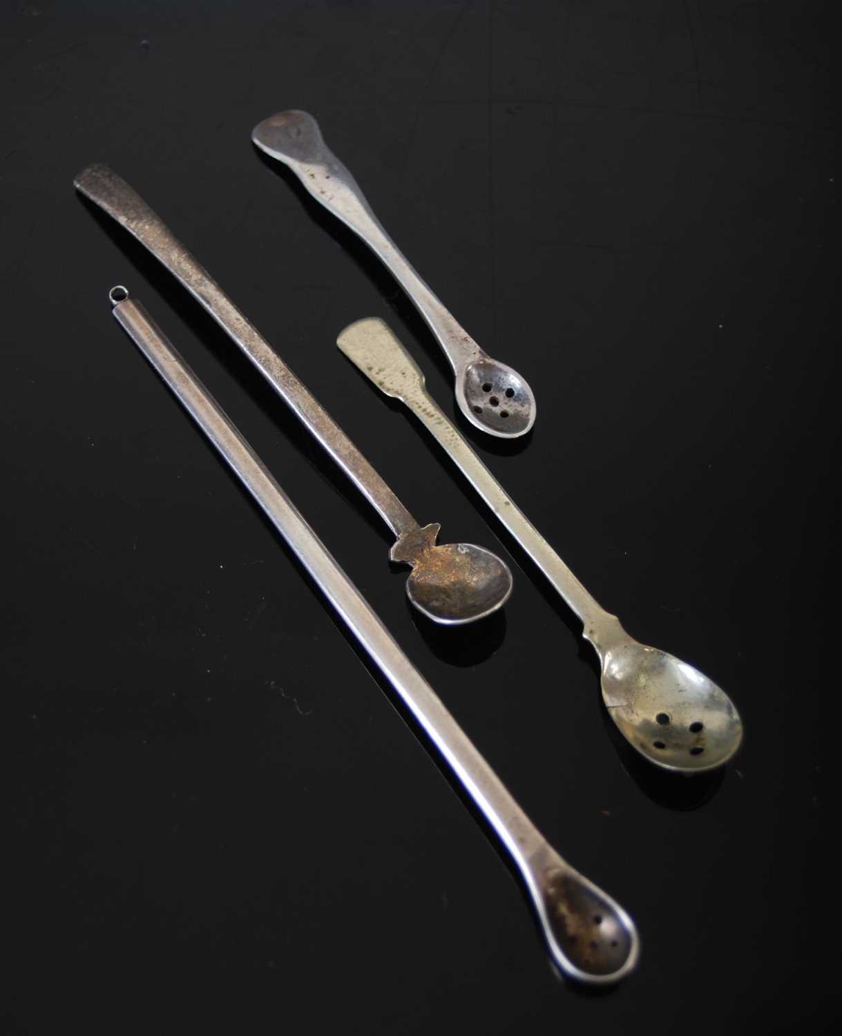 Lot 311 - A group of four Scottish silver snuff spoons,