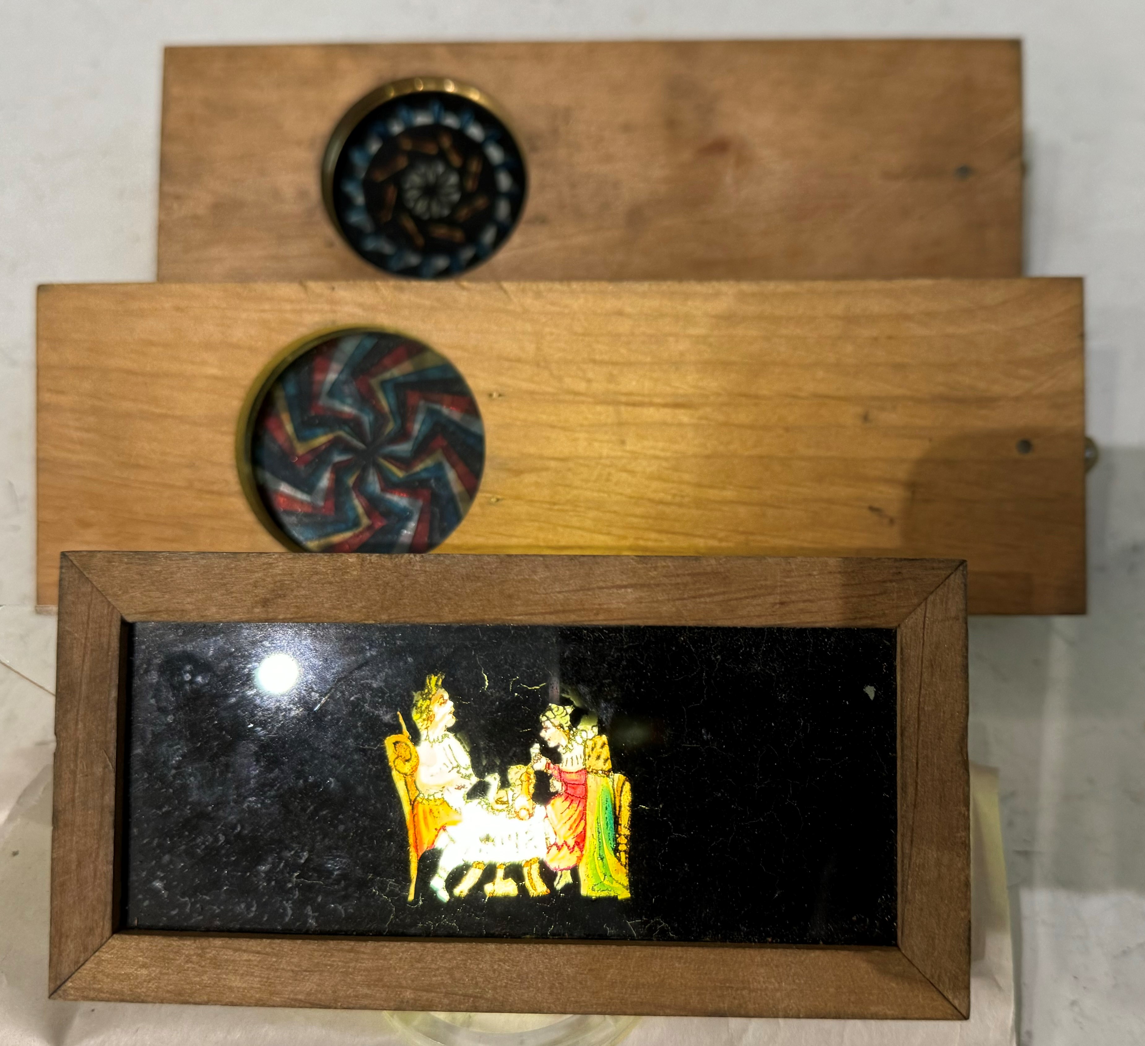 Lot 356 - A collection of six glass Magic Lantern