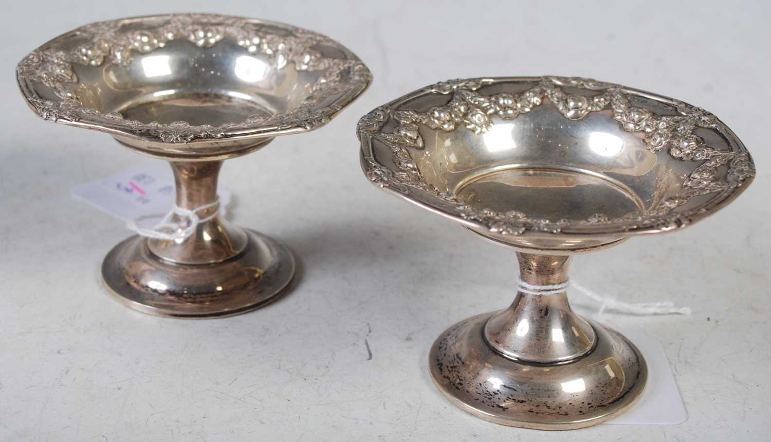 Lot 199 - A pair of Birmingham silver pedestal bon bon