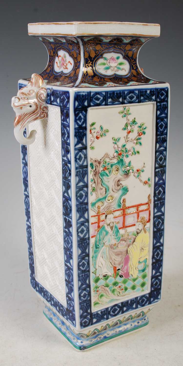 Lot 207 - A Chinese porcelain square shaped vase,